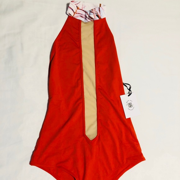 revel rey swimwear | Swim | High Neck Orangered One Piece Bathing Suit ...